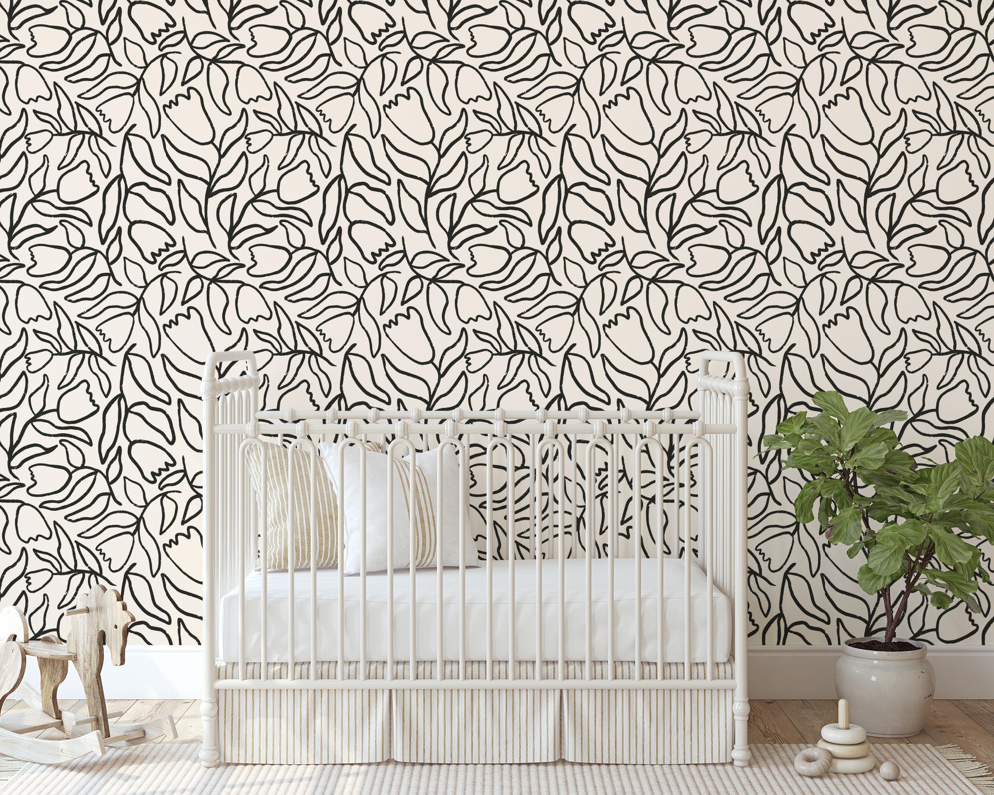 Custom Floral Peel and Stick Wallpaper, Removable Wallpaper - Wiggly ...