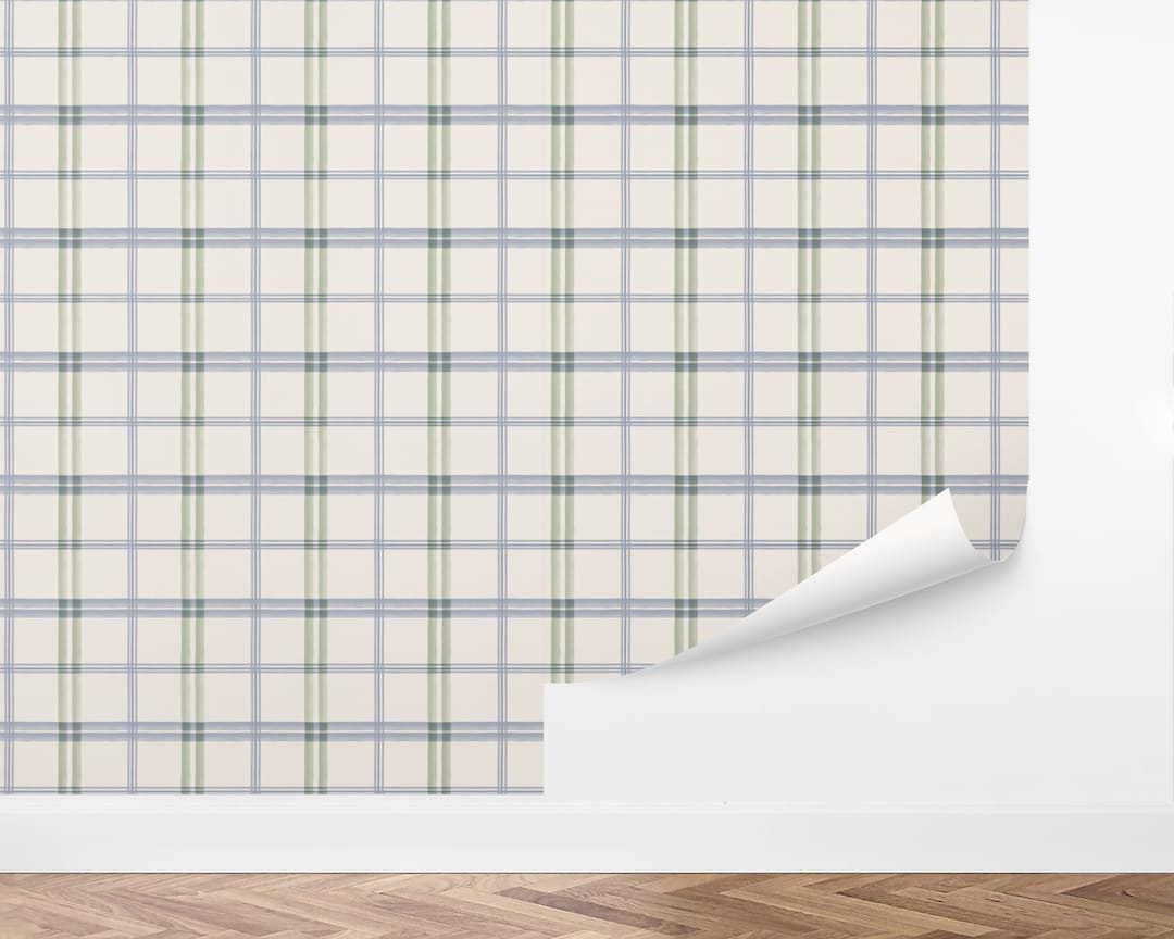 Custom Plaid Peel and Stick Wallpaper, Removable Wallpaper - Windowpane ...
