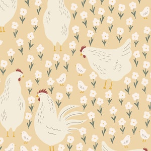 Hens Yard Chicken Farmhouse Wallpaper, Cottagecore Nursery Wall Decor ...