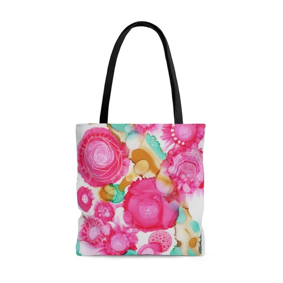 Pink Roses Tote Bag in 3 Sizes Original Artwork by Nancy - Etsy