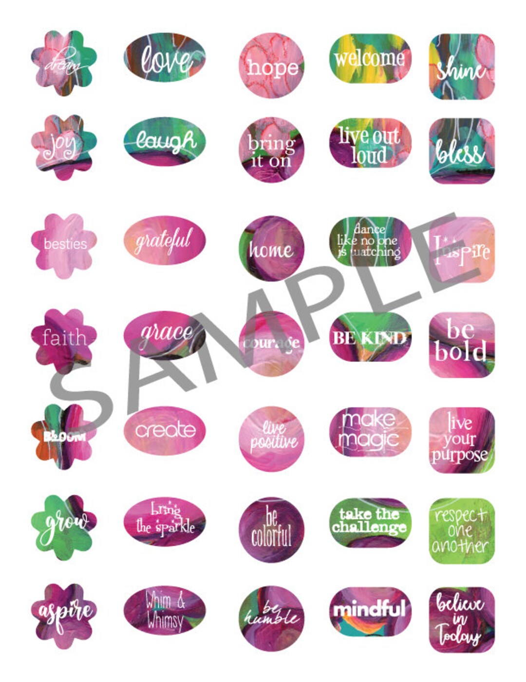 Digital Printable Inspirational Medallions for Craft Projects. 8.5 ...