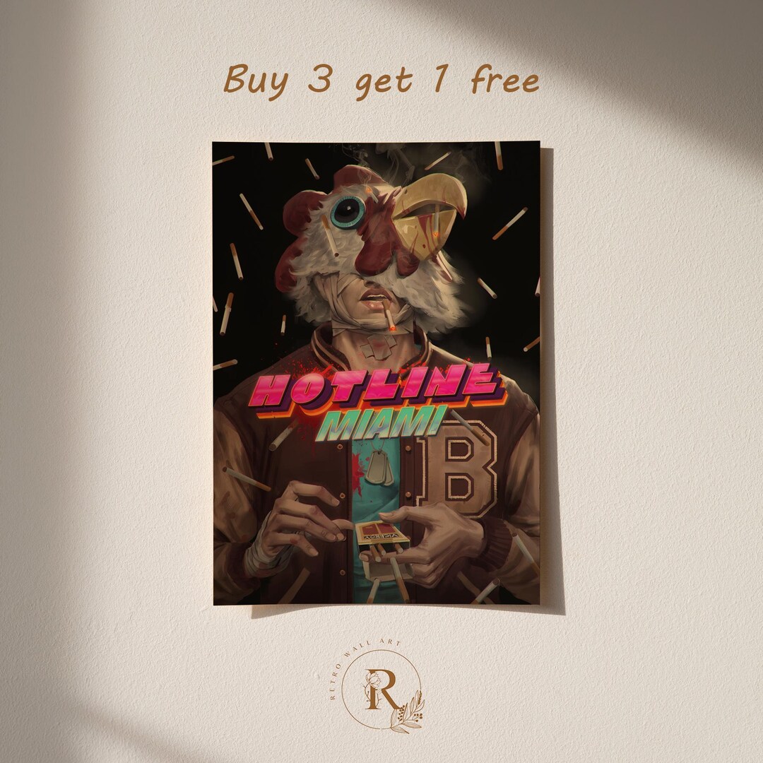 Hotline Miami Kraft Paper Poster: Retro Video Game Art - Etsy