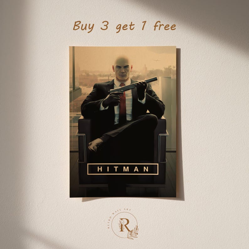 Hitman Poster | Video Game Wall Art Print | Gamer Room Decor | Gift for ...