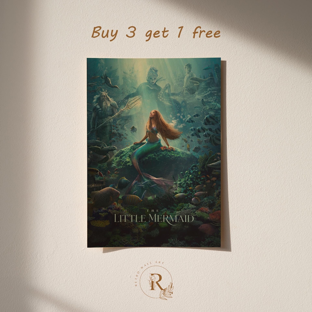 The Little Mermaid Poster | Movie Wall Decor | Retro Film Print | Home ...