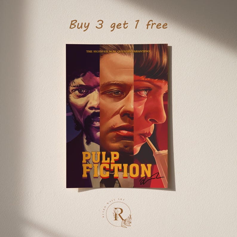Pulp Fiction Poster | Movie Wall Decor | Retro Film Print | Home ...