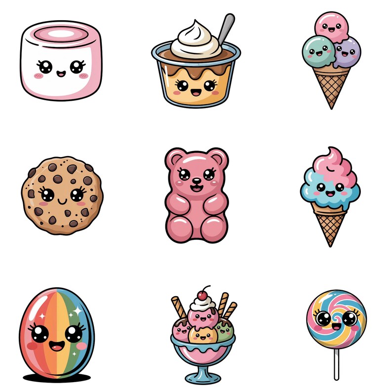 29 Kawaii Dessert Clipart | Cute Sweets, Cakes, Donuts, Ice Cream PNG ...