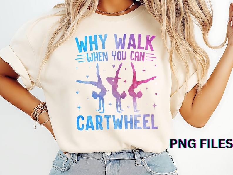 Gymnast Girl PNG: Motivational Cartwheel Design (digital Download - Etsy