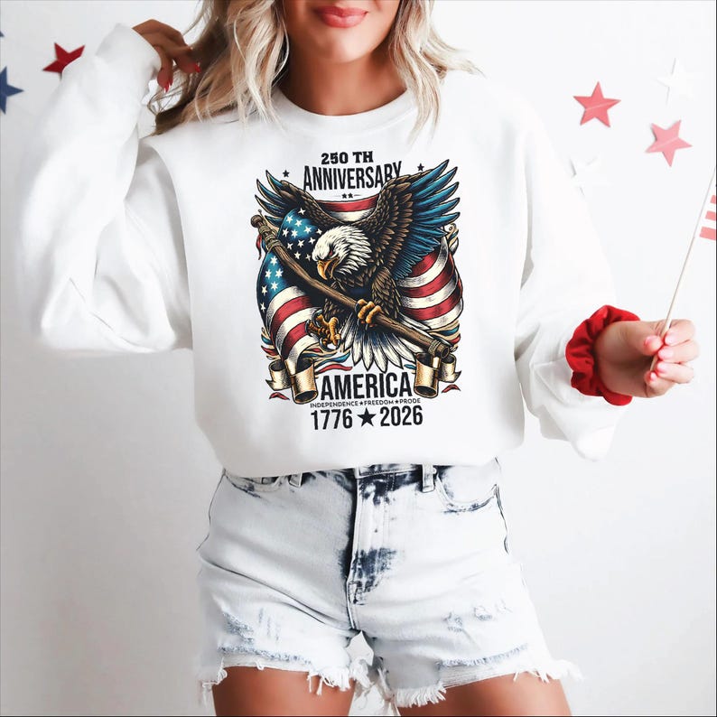 Happy 250th Birthday USA Sweatshirt, Patriotic 4th of July Hoodie ...