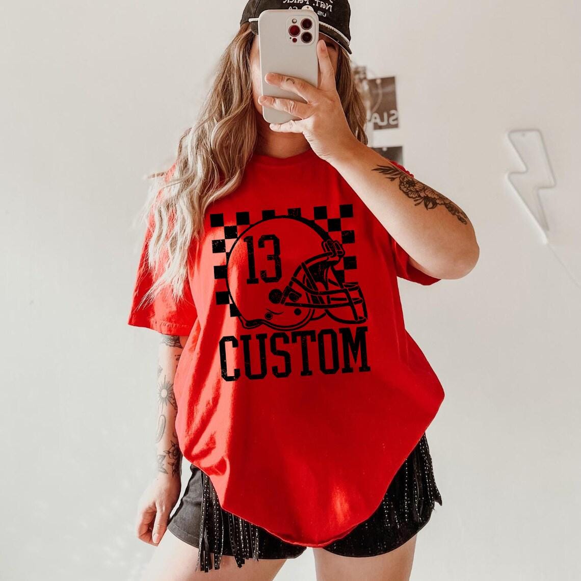 Comfort Colors Custom Checkered Football Name and Number Tshirt,custom ...