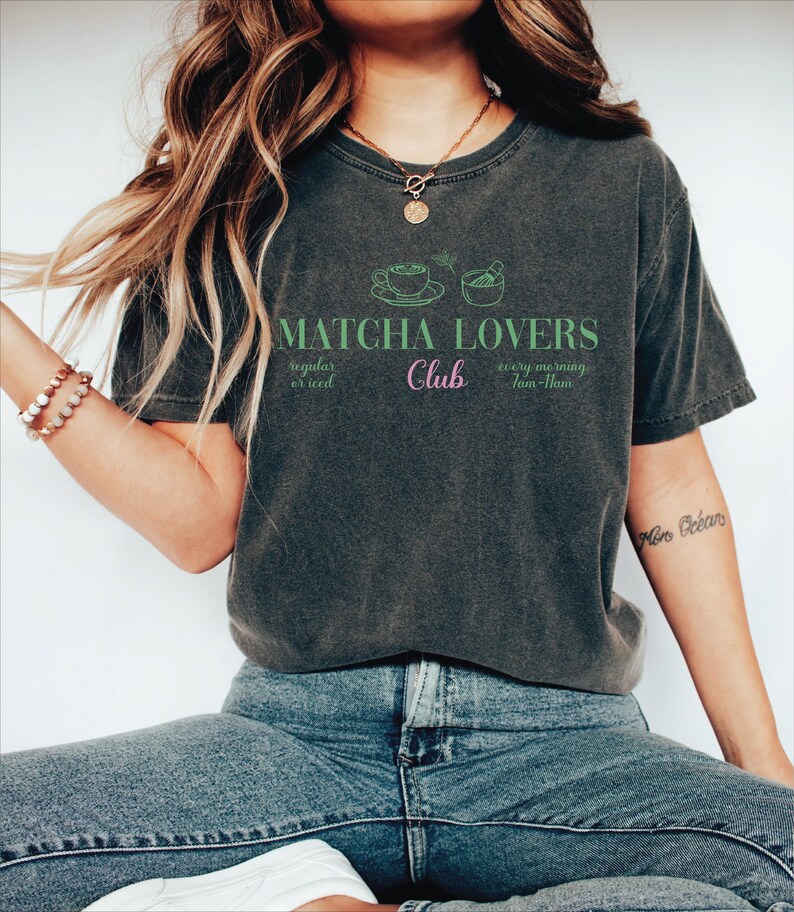 Comfort Colors Matcha Lovers Club Tshirt,cafe Shirt, Cute Green Tea Tee ...