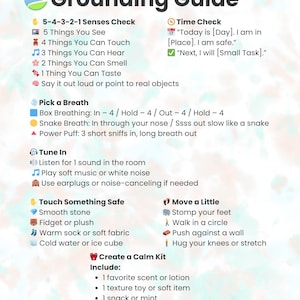 Grounding Techniques Guide | One Page Printable for Anxiety, ADHD ...