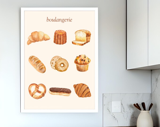 La Pâtisserie Art Print, Croissant Print, Trendy Kitchen Wall Art ...