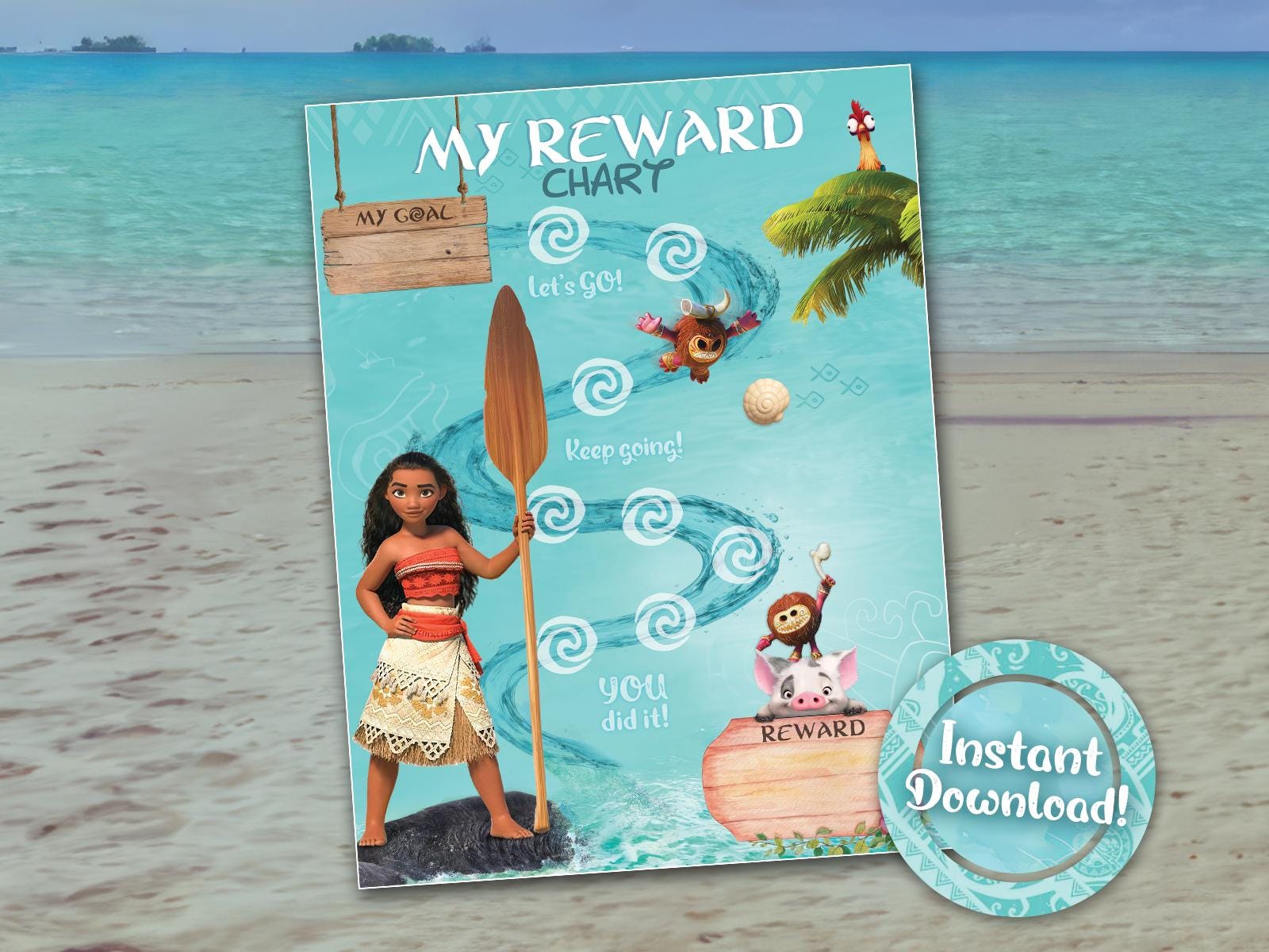 Printable Kids Reward Chart – Moana Inspired – Behavior and Routine ...