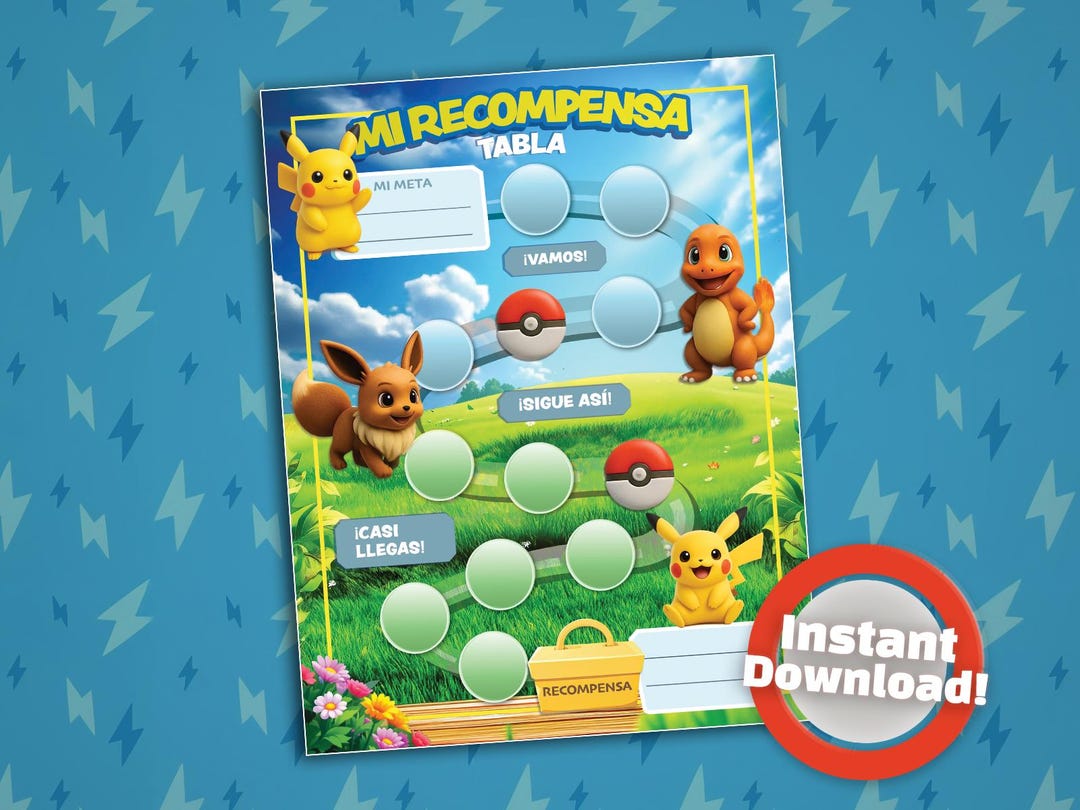 Spanish Printable Pokémon Reward Chart | Tabla De Recompensas Pokémon ...