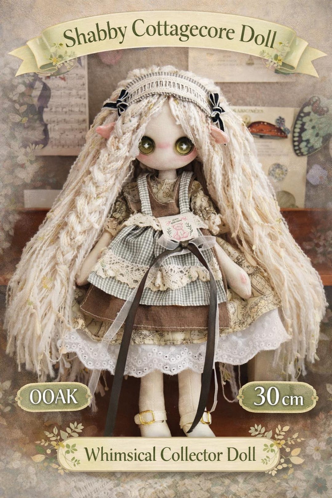 OOAK Shabby Cottagecore Art Doll – Handmade Whimsical Collector Doll ...