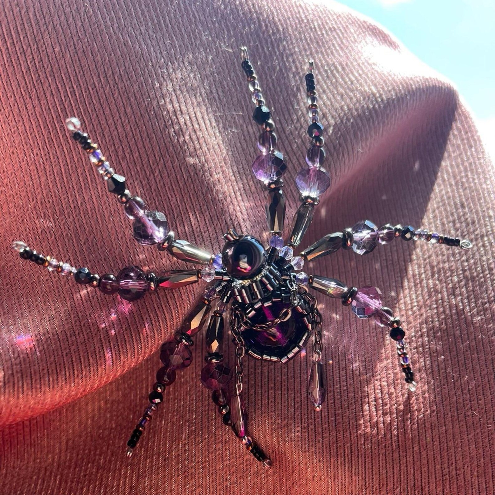 Witch Spider Statement Necklace – Gothic Purple Beaded Pendant, Spider ...