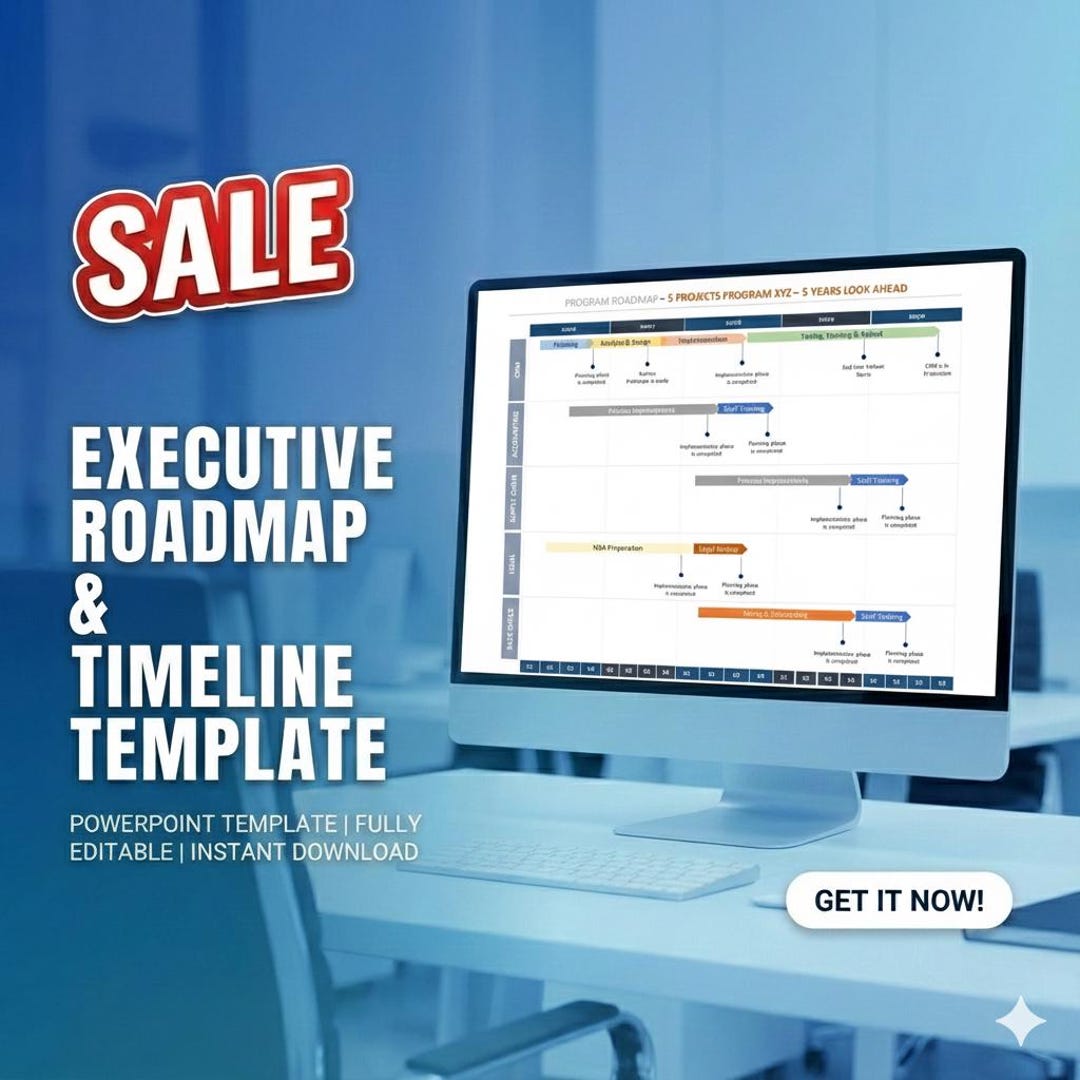 Executive Program Roadmap Template for Powerpoint: Strategic 1, 3, and ...