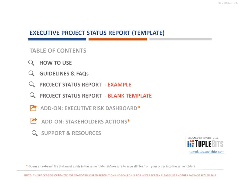 Executive Project Status Report Powerpoint Template, RAG Dashboard ...