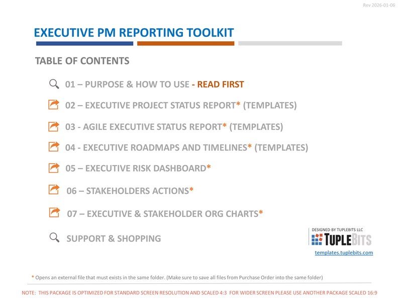 Project Management Executive Reporting Toolkit, Status Report ...