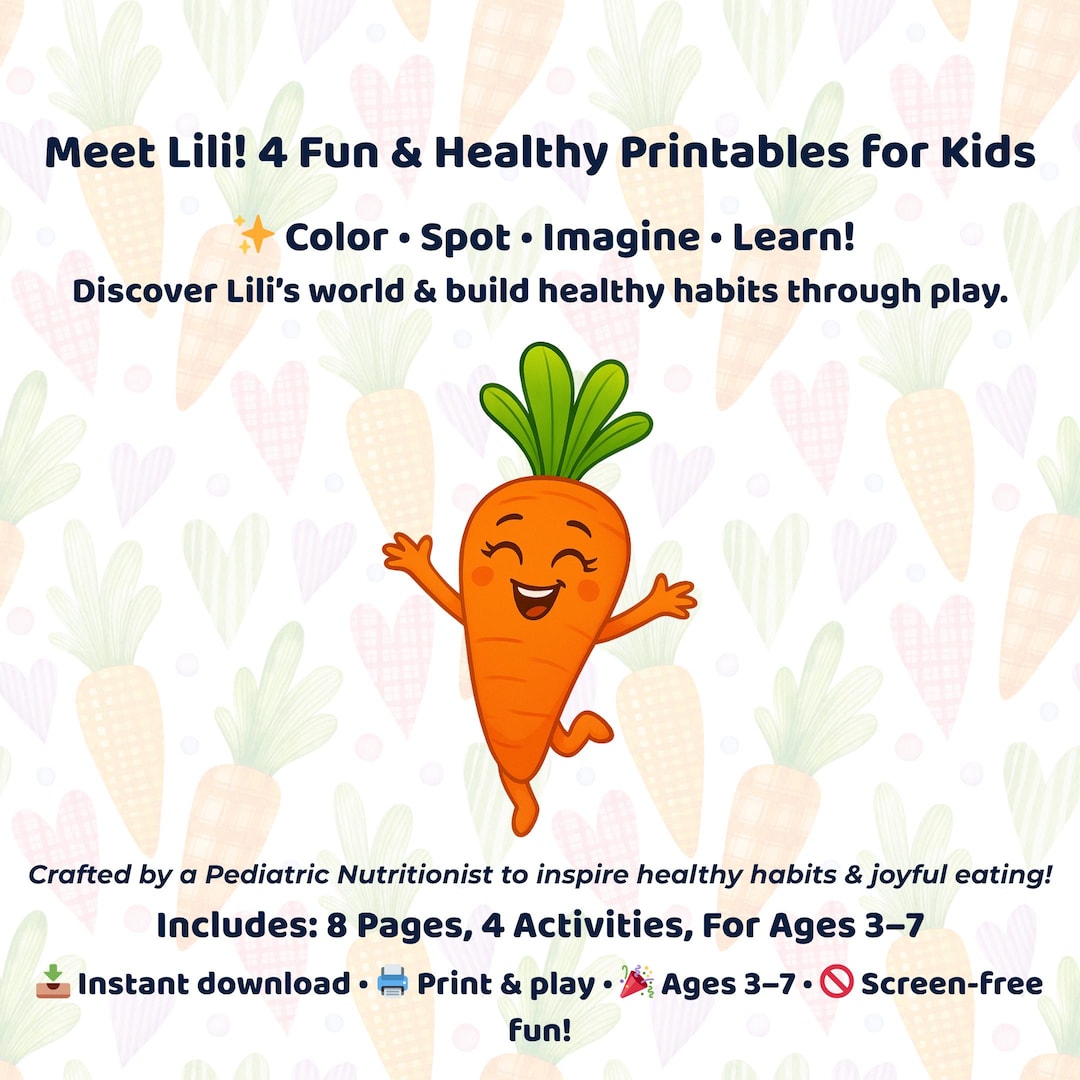 Lili the Carrot Activity Pack: Healthy Eating Games & Coloring (PDF ...
