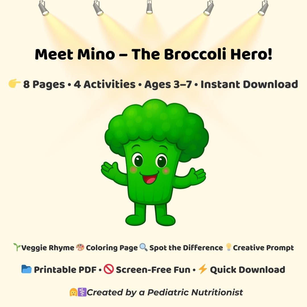 Broccoli Mino Kids Activity Pack: Coloring Pages and Worksheets (PDF ...