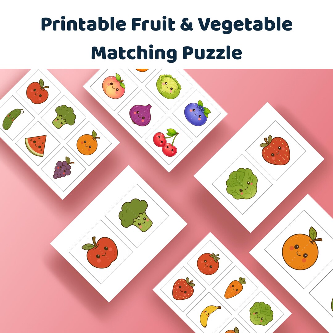 Fruit & Veggie Matching Puzzle | Printable Food Activity for Kids ...