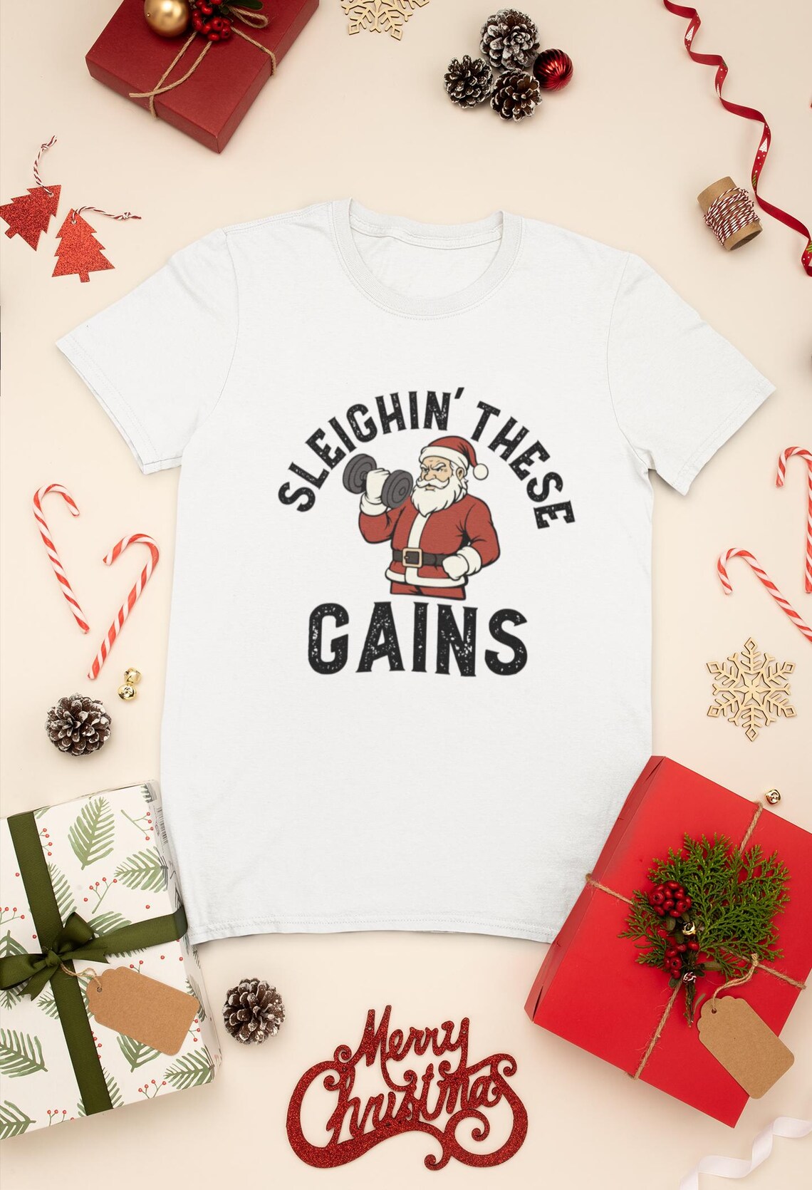 Sleighin' These Gains Png | Santa Png | Christmas Workout Png | Gym Png ...