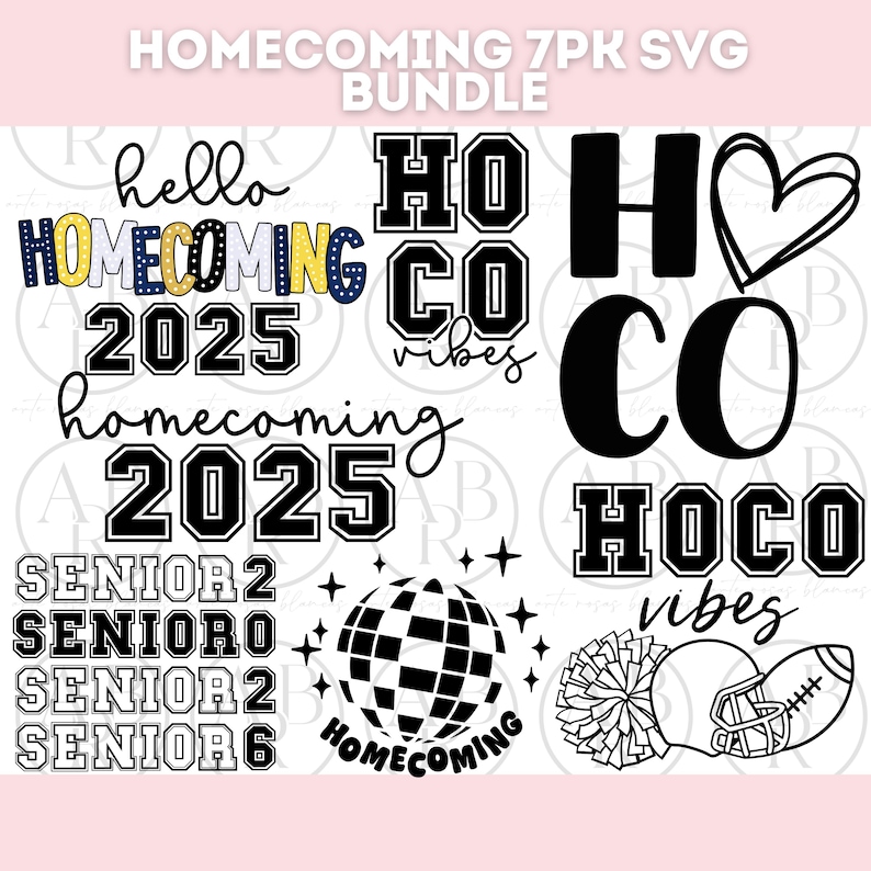 Homecoming Svg Bundle 7pk | Digital Files | Senior Year 2026 Svg | Hoco ...
