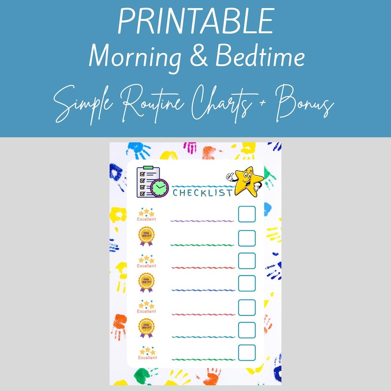 Printable Routine Chart Bundle – Morning, Bedtime, Reward, Custom ...