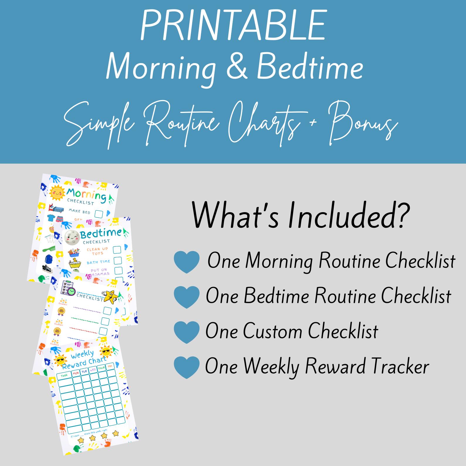 Printable Routine Chart Bundle – Morning, Bedtime, Reward, Custom ...