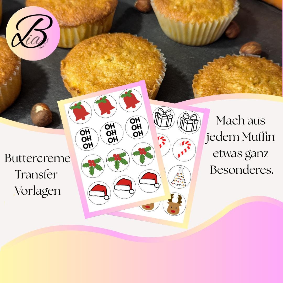 Printable Christmas Muffin Templates | Buttercream Transfer Templates ...