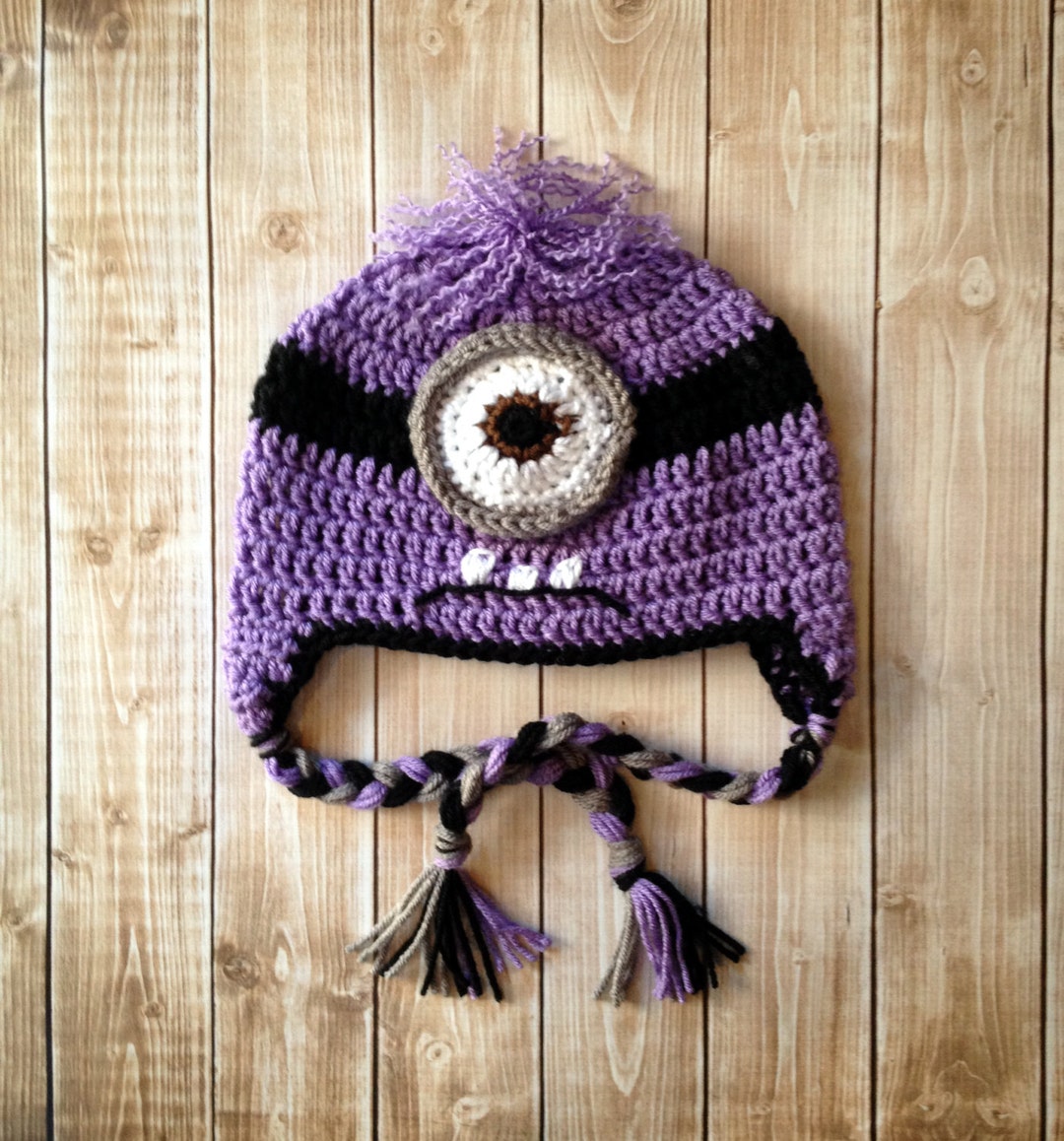 Evil Minion Inspired Beanie in Purple, Black and Gray Available in ...