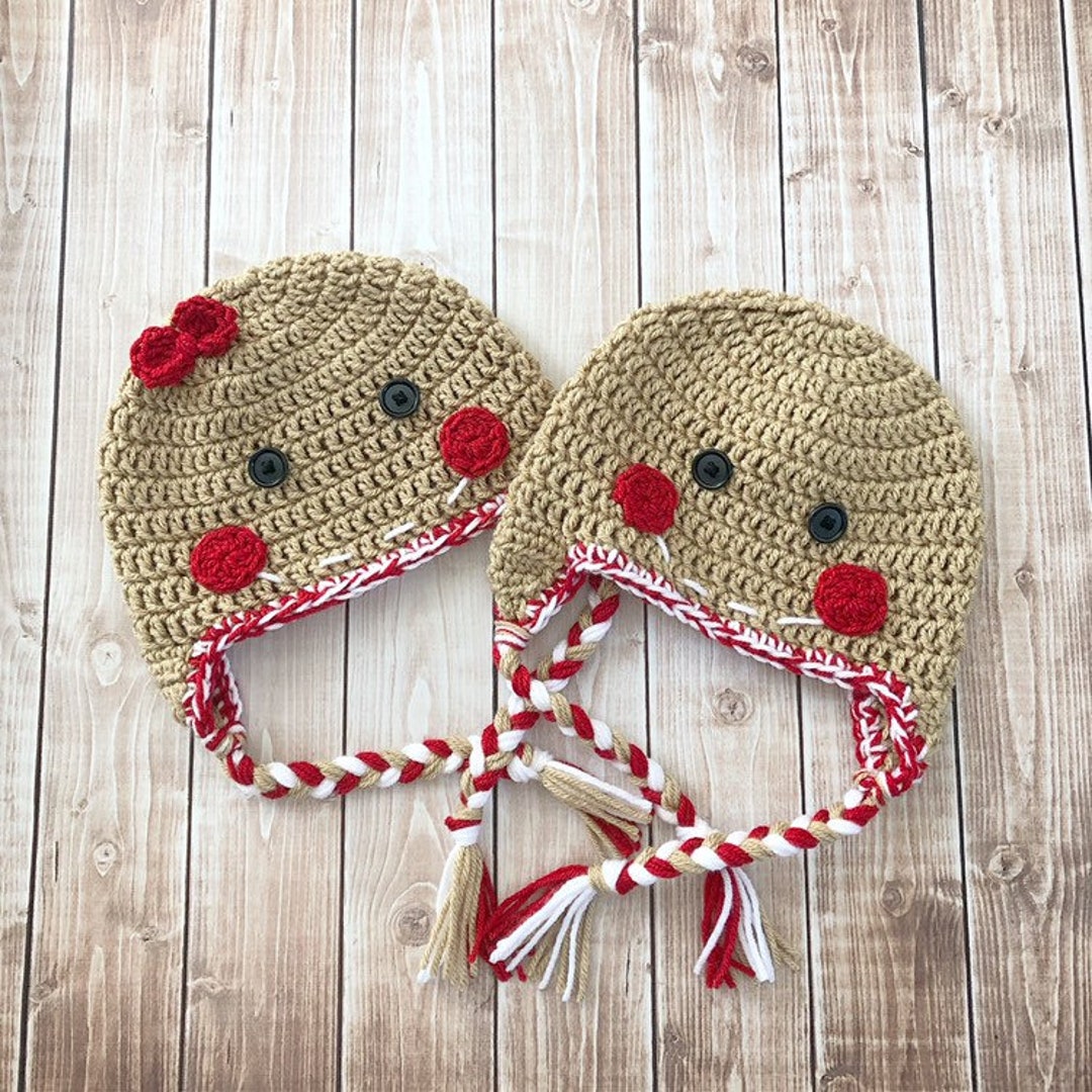 Little Mr. & Miss Gingerbread Beanies for Twins Available in Newborn to ...