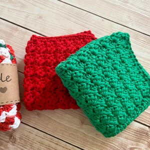 Set of 3 Christmas Crochet Washcloths/100% Cotton Washcloth/christmas ...