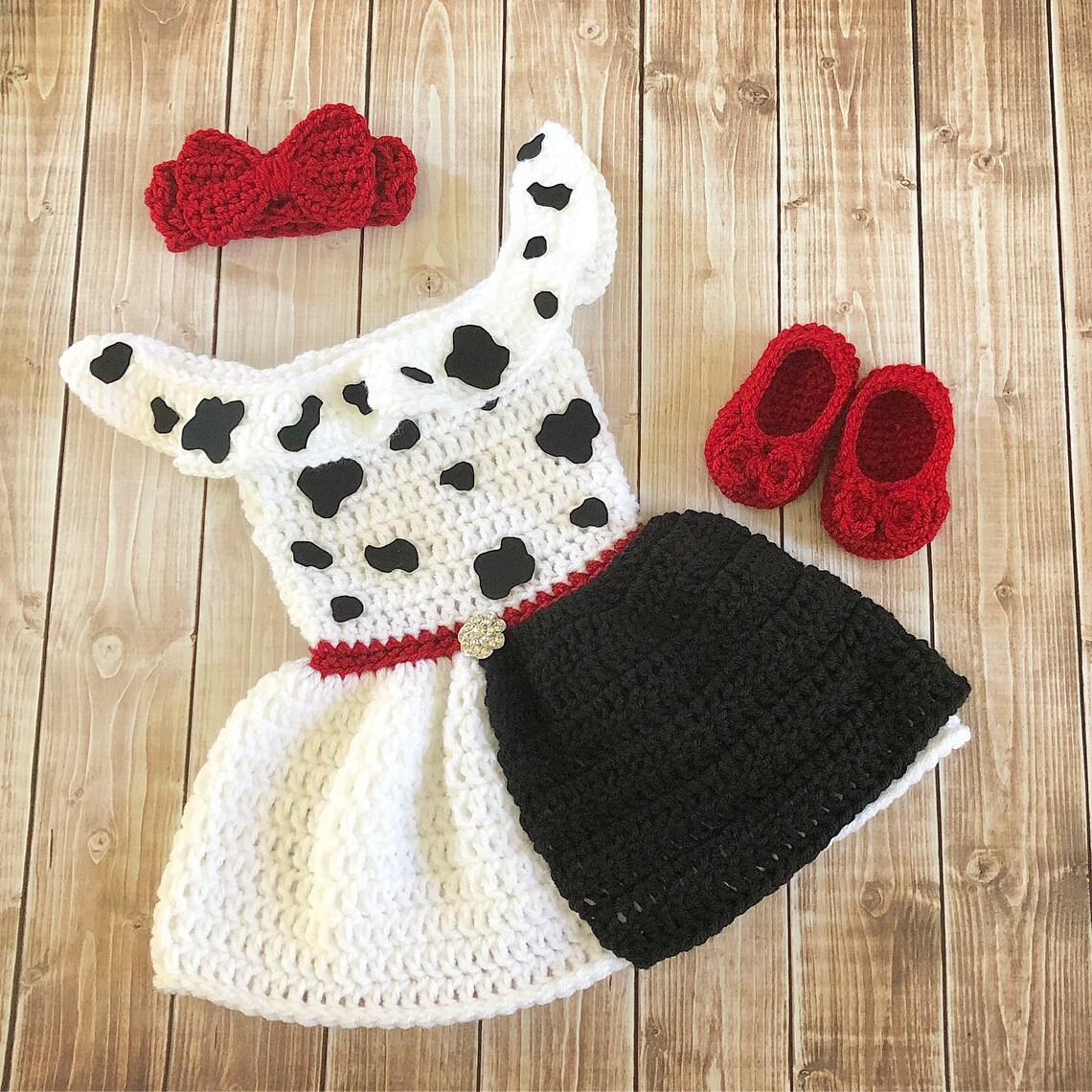 Cruella De Vil Inspired Costume/crochet Princess Cruella De Vil Dress ...
