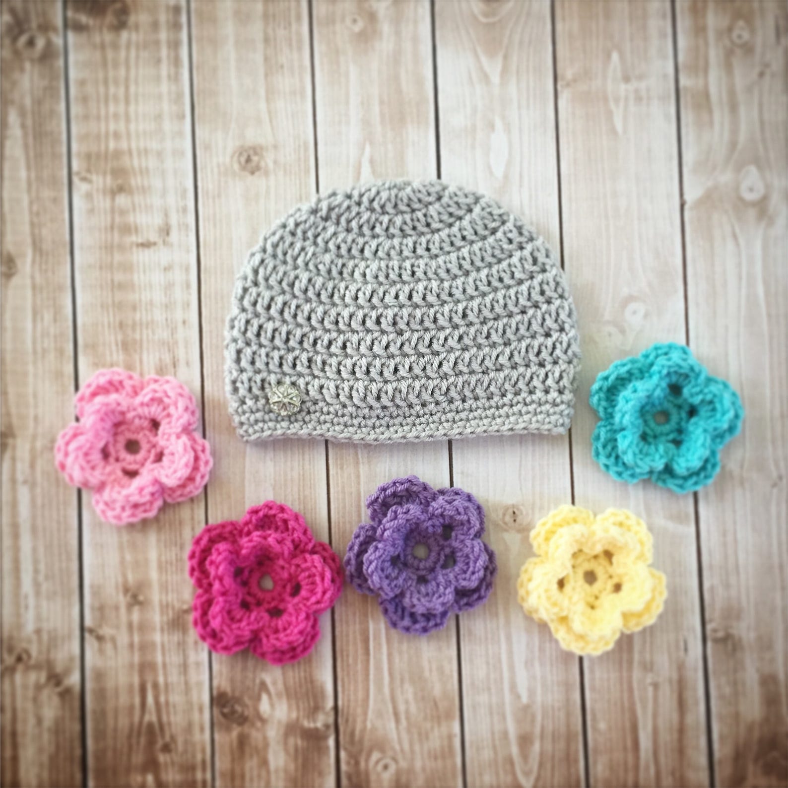 Beanie With Five Interchangeable Flowers Available in Newborn - Etsy