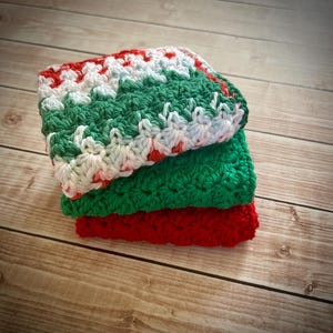 Set of 3 Christmas Crochet Washcloths/100% Cotton Washcloth/christmas ...
