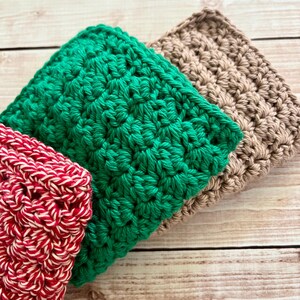 Set of 3 Christmas Crochet Washcloths/100% Cotton Washcloth/christmas ...