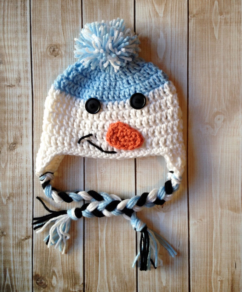 Little Mr Snowman Beanie in Baby Blue, Black and White Available in ...
