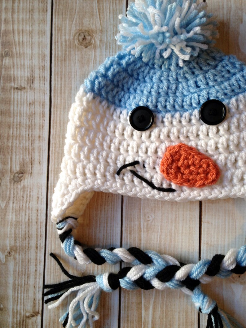 Little Mr Snowman Beanie in Baby Blue, Black and White Available in ...