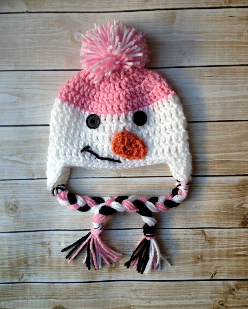 Little Miss Snowman Beanie in Pink, Black and White Available in ...