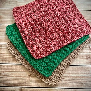 Set of 3 Christmas Crochet Washcloths/100% Cotton Washcloth/christmas ...