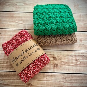Set of 3 Christmas Crochet Washcloths/100% Cotton Washcloth/christmas ...