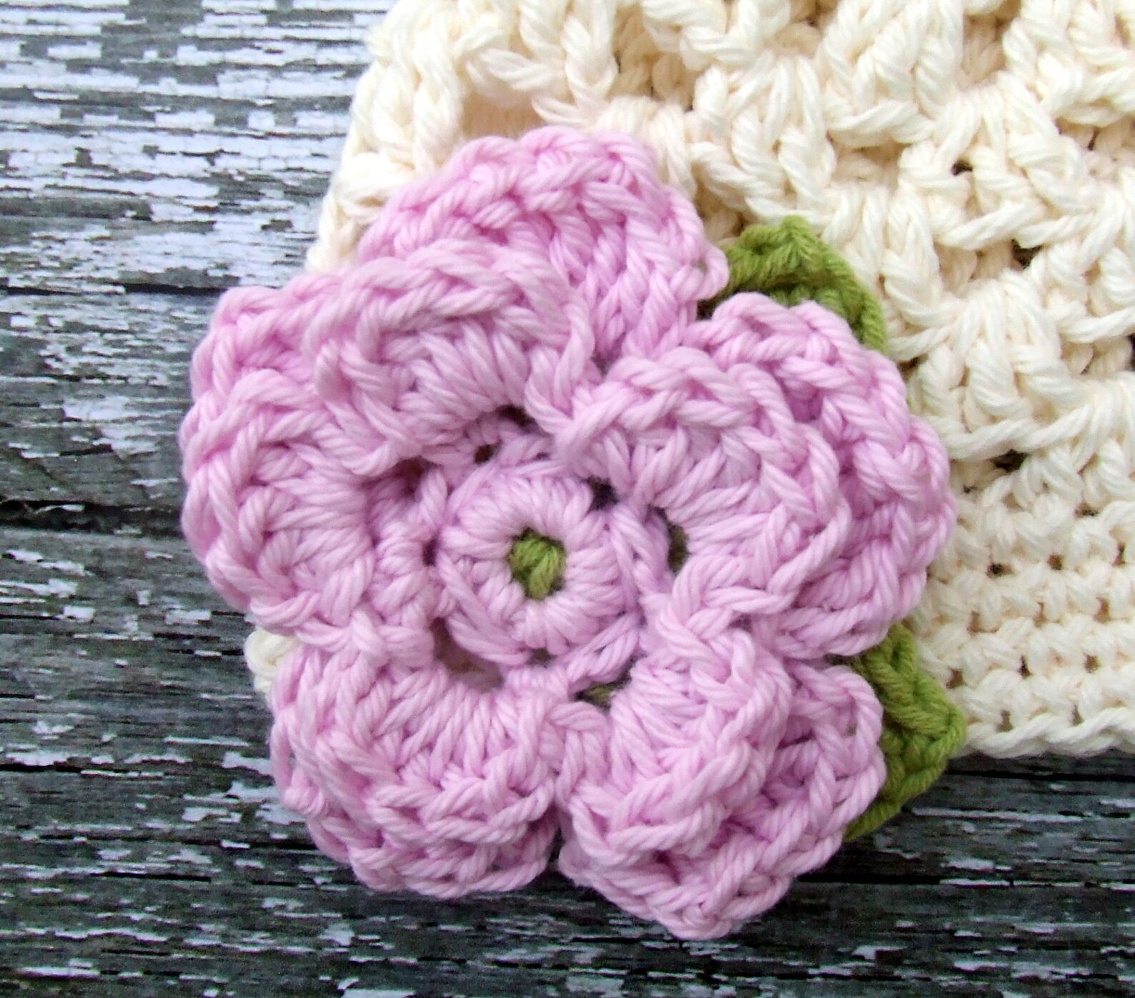 The Sofia Flower Beanie in Baby Pink Ecru and Celery Green - Etsy