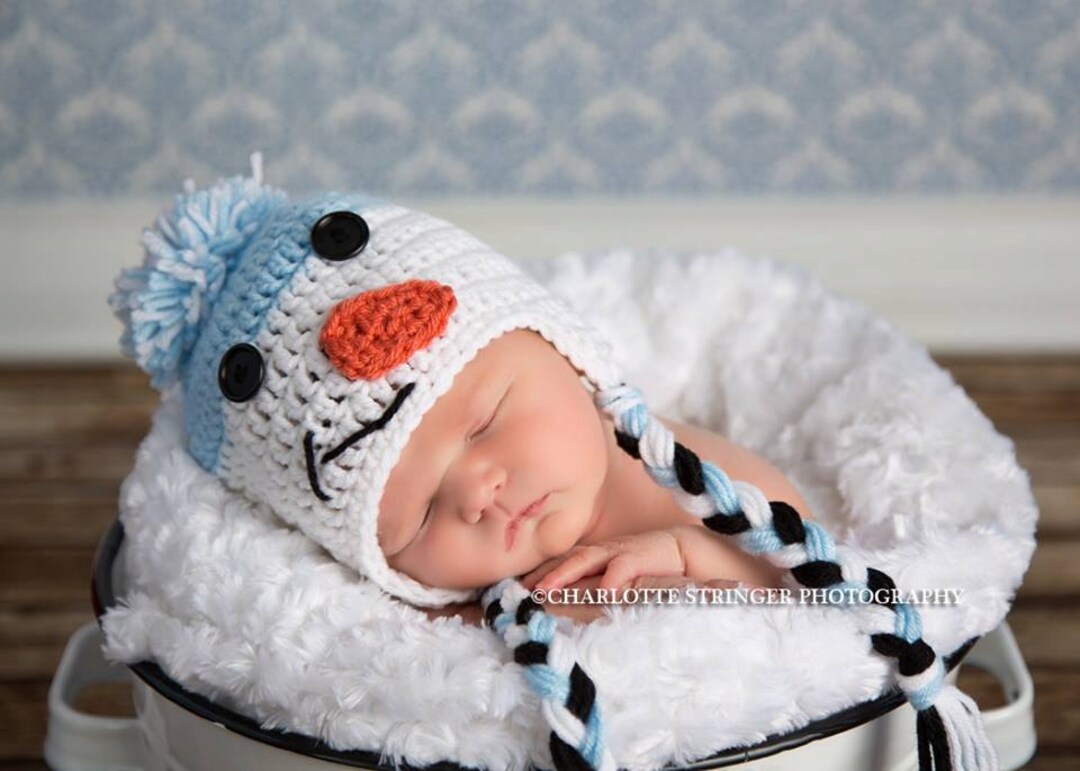 Little Mr Snowman Beanie in Baby Blue, Black and White Available in ...