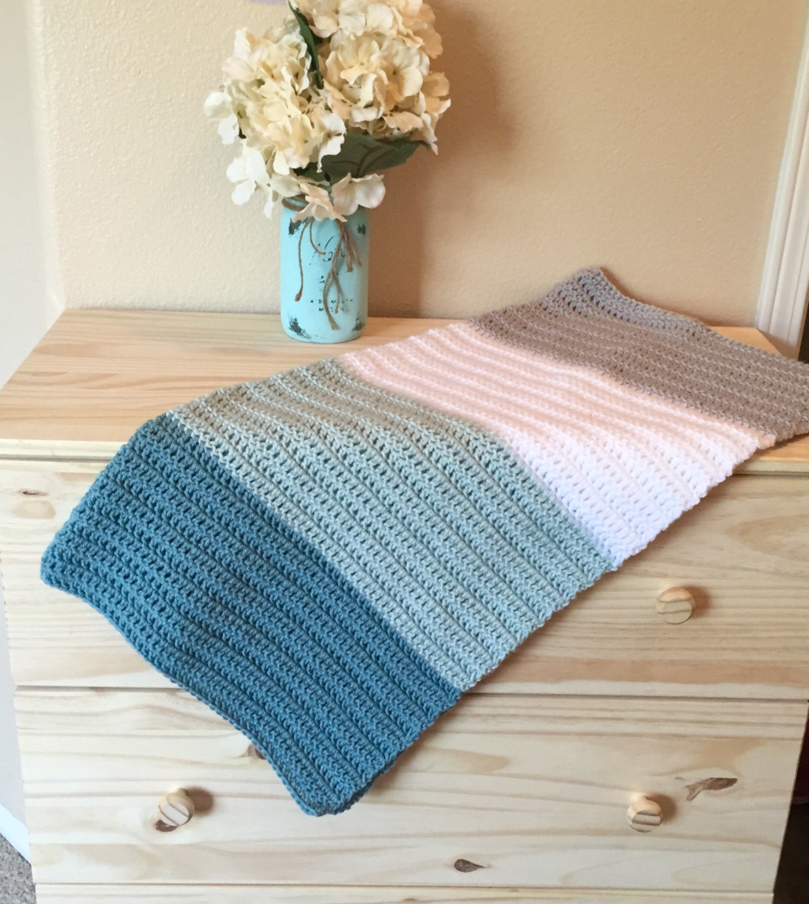 Stripe Baby Blanket/block Stripe Pattern Crochet - Etsy