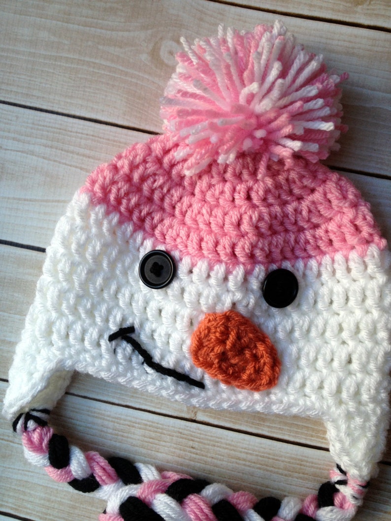 Little Miss Snowman Beanie in Pink, Black and White Available in ...