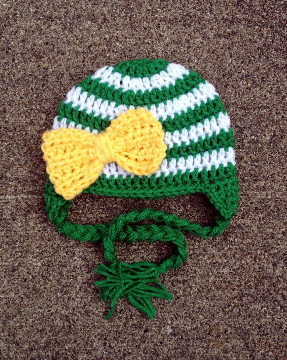Oregon Ducks/green Bay Packers Inspired Stripe Big Bow Beanie - Etsy
