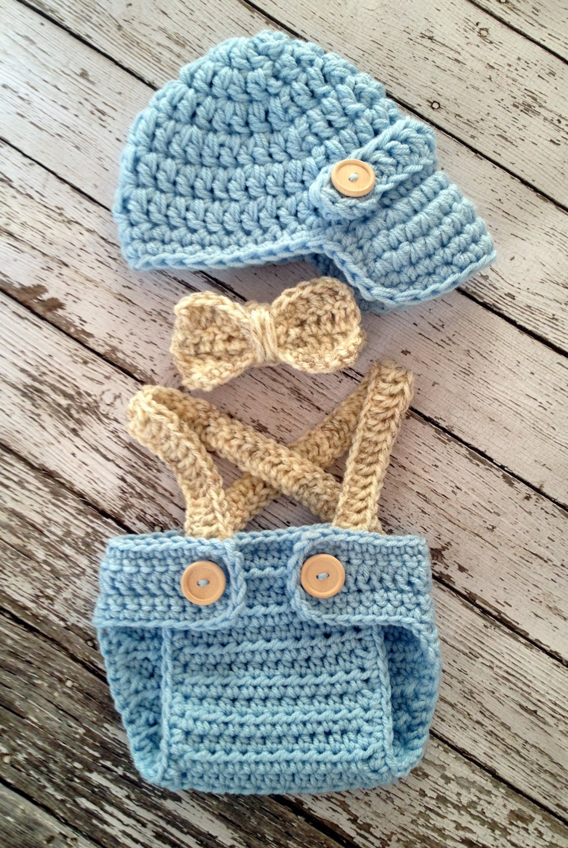 Vintage Twin Photography Prop Set in Wheat and Baby Blue | Etsy
