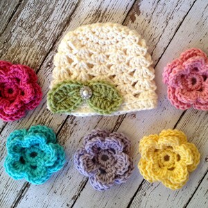 The Ashlee Beanie in Ecru With Five Interchangeable Flowers Available ...